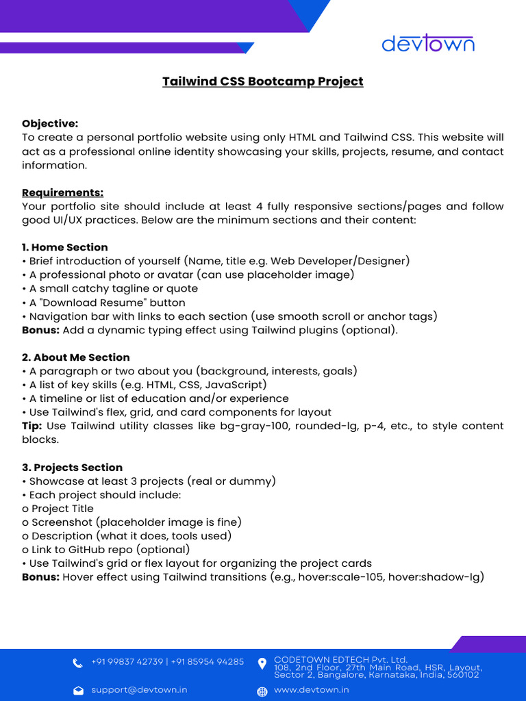 Bootcamp Project Guidelines Tailwind CSS | PDF | Html | Page Layout