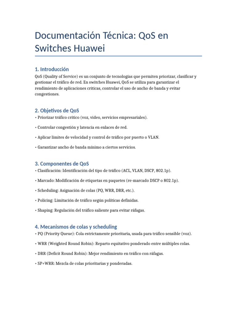 QoS en Switches Huawei: Guía Técnica | PDF | Calidad de servicio ...