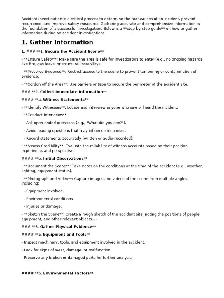 Accident Investigation Information Gathering Guide | PDF | Personal ...