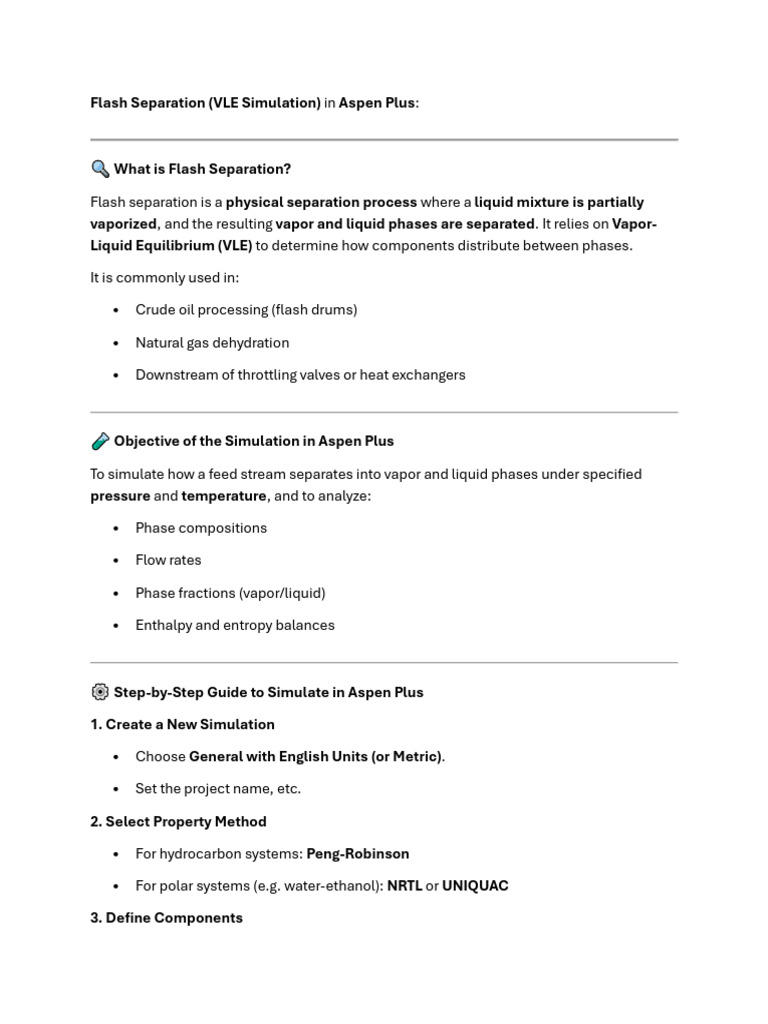 Flash Separation (VLE Simulation) in Aspen Plus | PDF | Enthalpy | Phase (Matter)