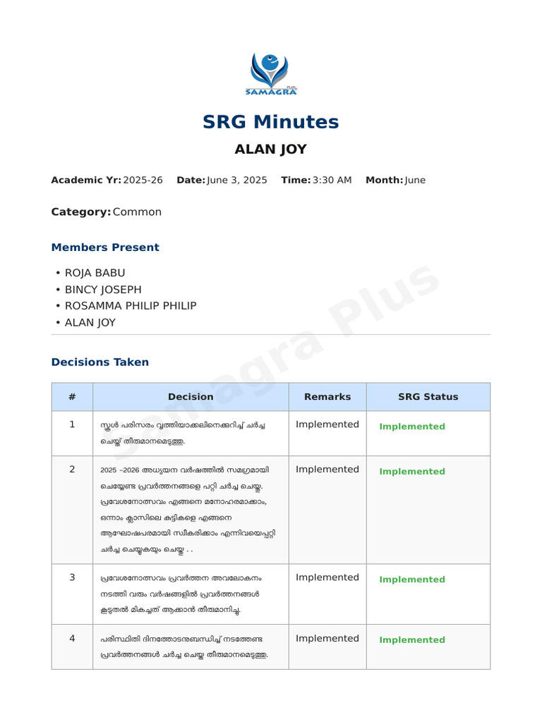 SRG Minutes | PDF