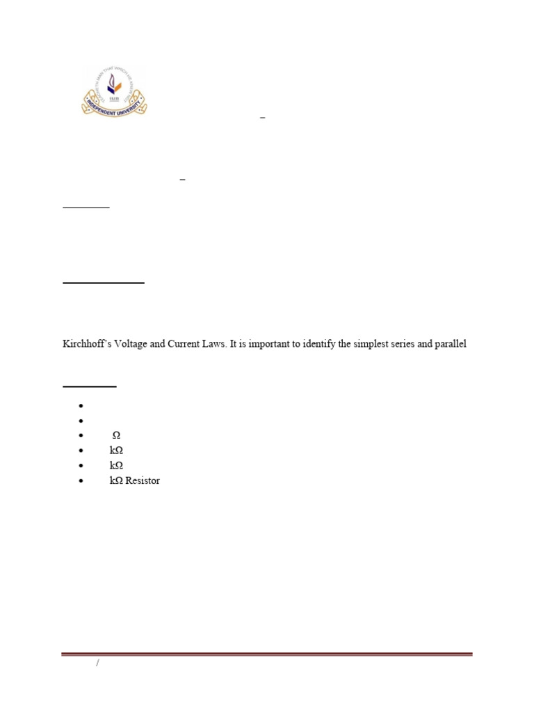 CSE 104L - Exp5 - Series-Parallel - DC - Circuit | PDF | Series And Parallel Circuits ...