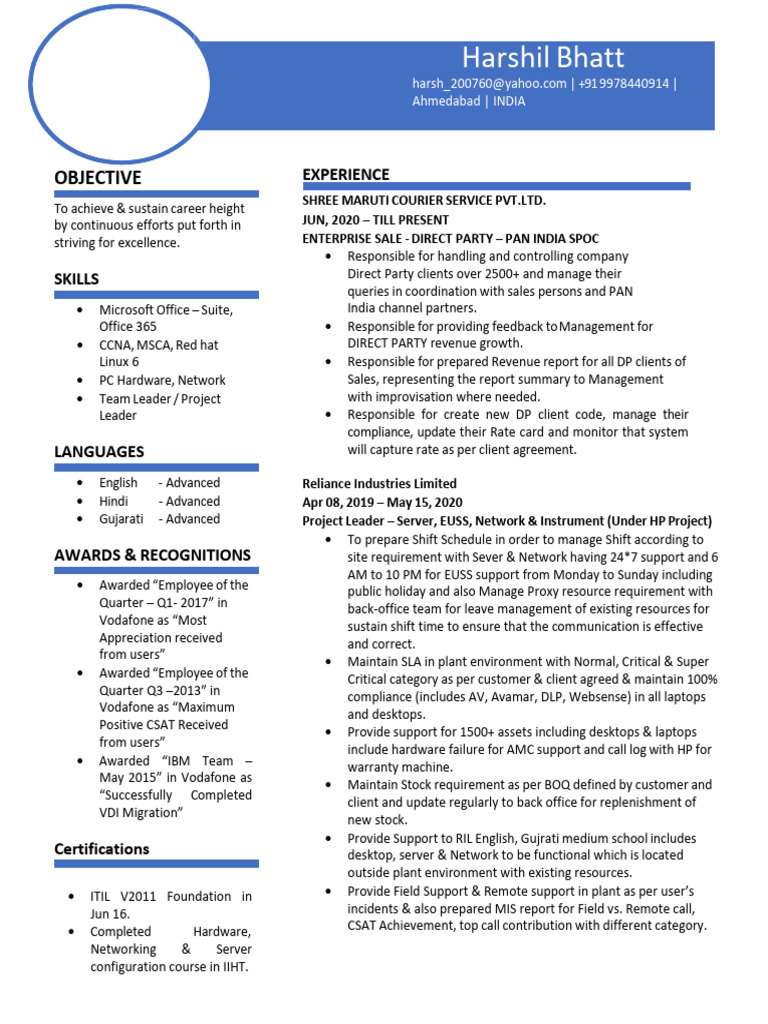Harshil CV | PDF | Desktop Virtualization | Computing
