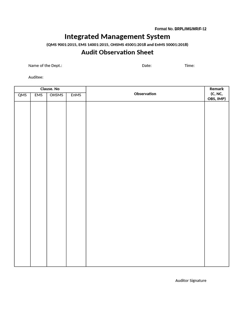 F-12 Audit Observation | PDF