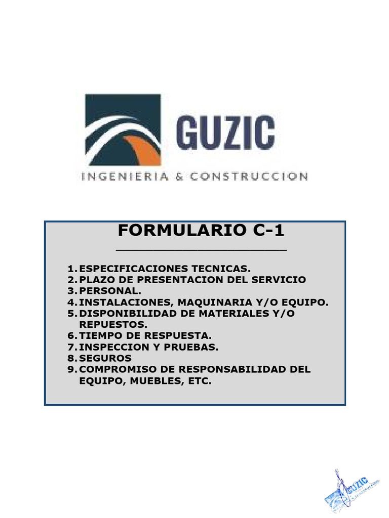 Formulario c1 - Propuesta Tecnica Guzic - Vias Bo | PDF | Hormigón | Cemento