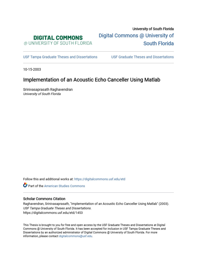 Implementation of An Acoustic Echo Canceller Using Matlab | PDF | Filter (Signal Processing ...