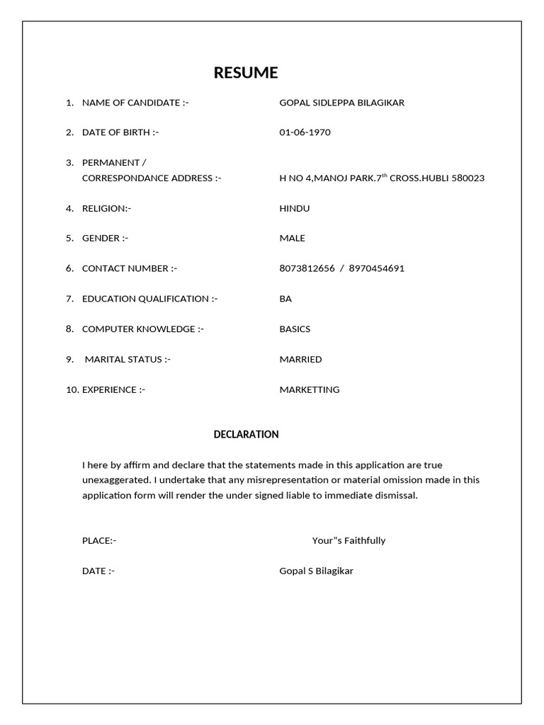RESUME Gopal | PDF