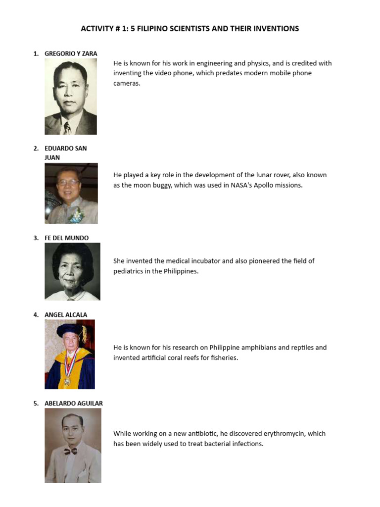 Filipino Scientists and Their Innovations | PDF