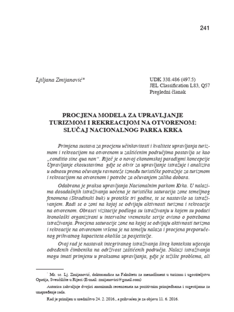 Turizam I Nacionalni Park Krka | PDF