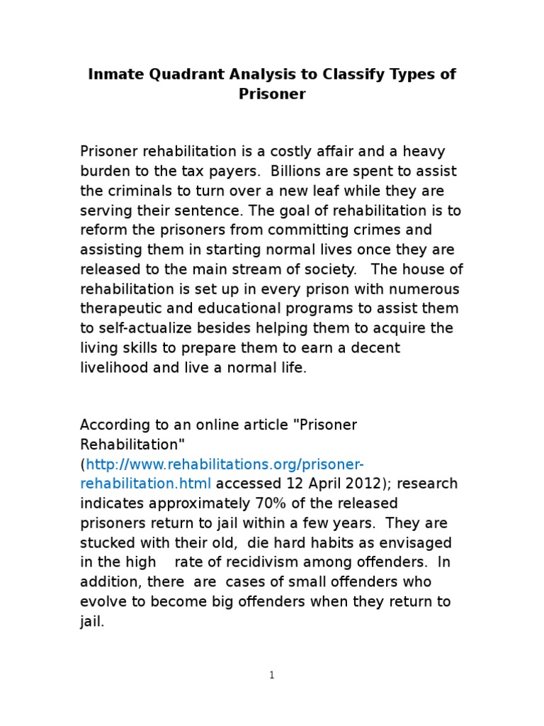 Inmate Quadrant Analysis To Classify Types of Prisoner | PDF ...