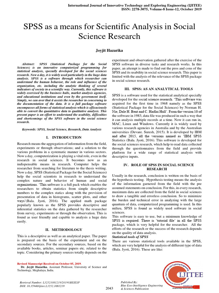 SPSS in Social Science Research Analysis | PDF | Spss | Level Of ...
