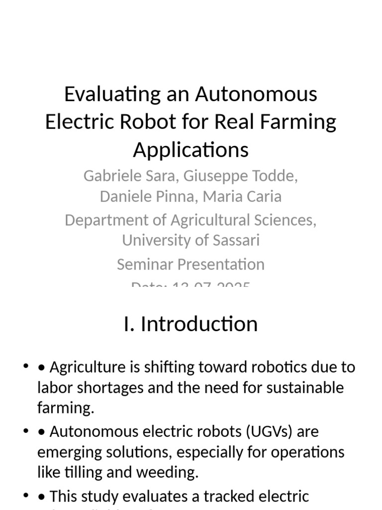 Autonomous Agri Robot Presentation | PDF | Robot | Robotics