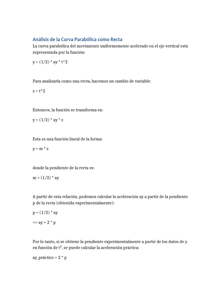 Análisis de la Curva Parabólica | PDF