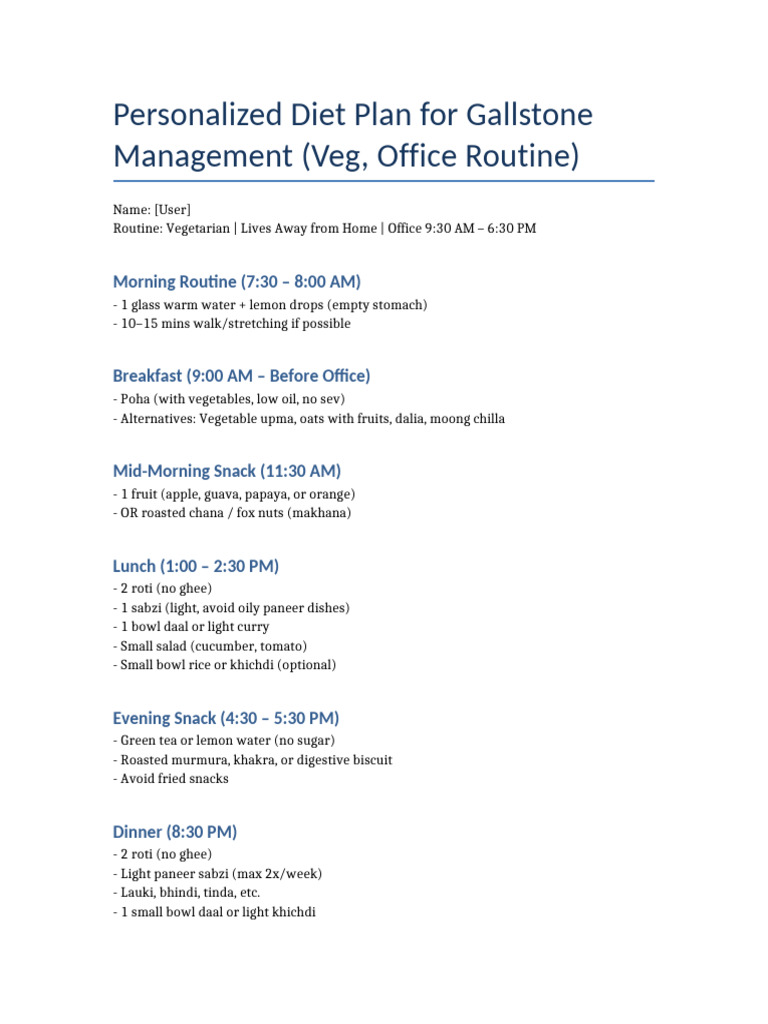 Gallstone Office Diet Plan | PDF