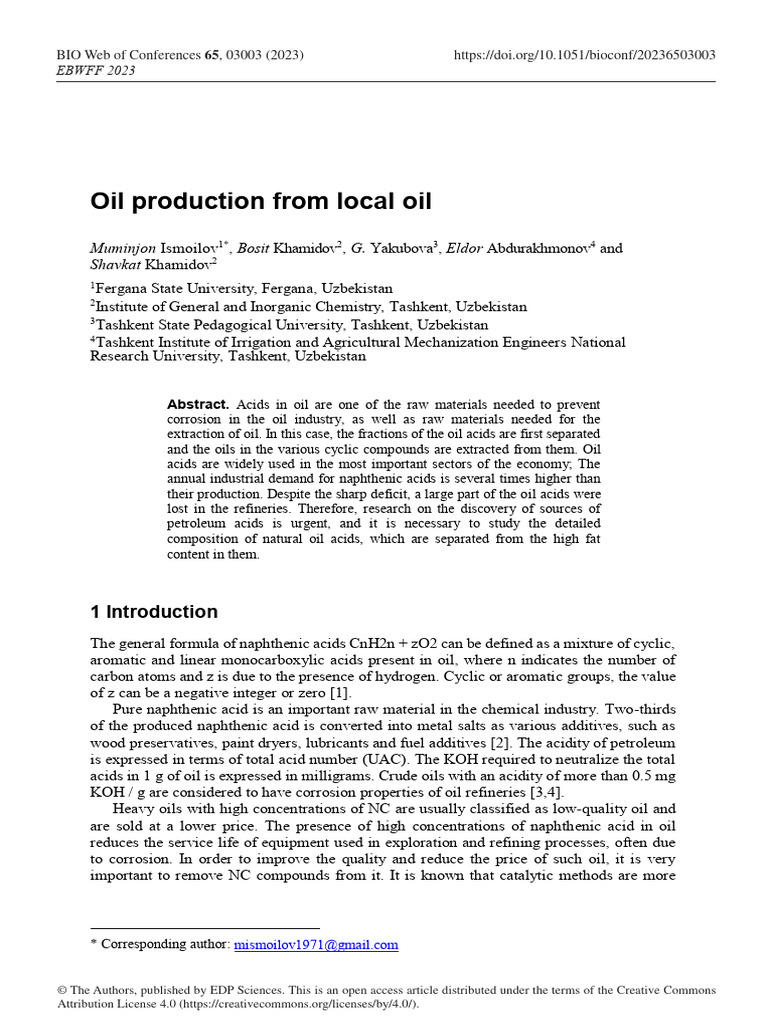 Naphthenic Acid Production from Oil | PDF | Ion Exchange | Adsorption