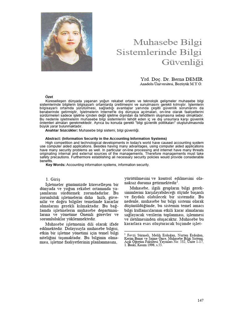 Muhasebe Bilgi Sistemlerinde Bilgi G Venli I (#395296) - 425885 | PDF