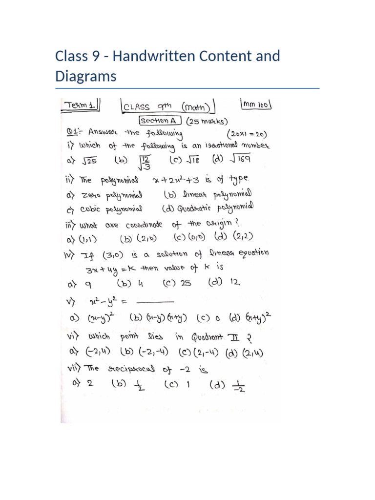Class9 Handwritten Content | PDF