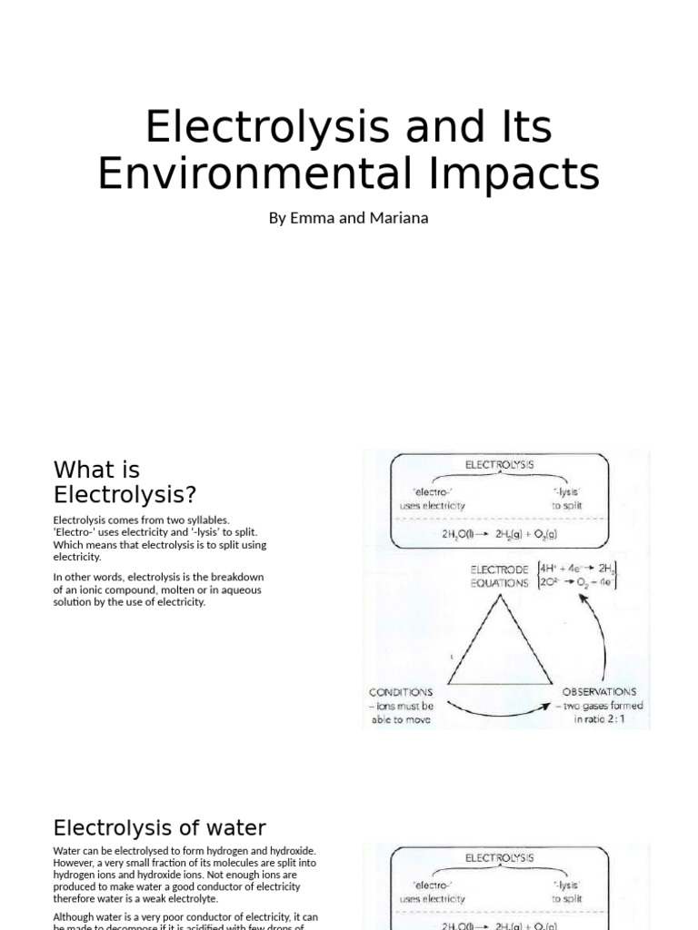 Electrolysis and Its Environmental Impacts | PDF