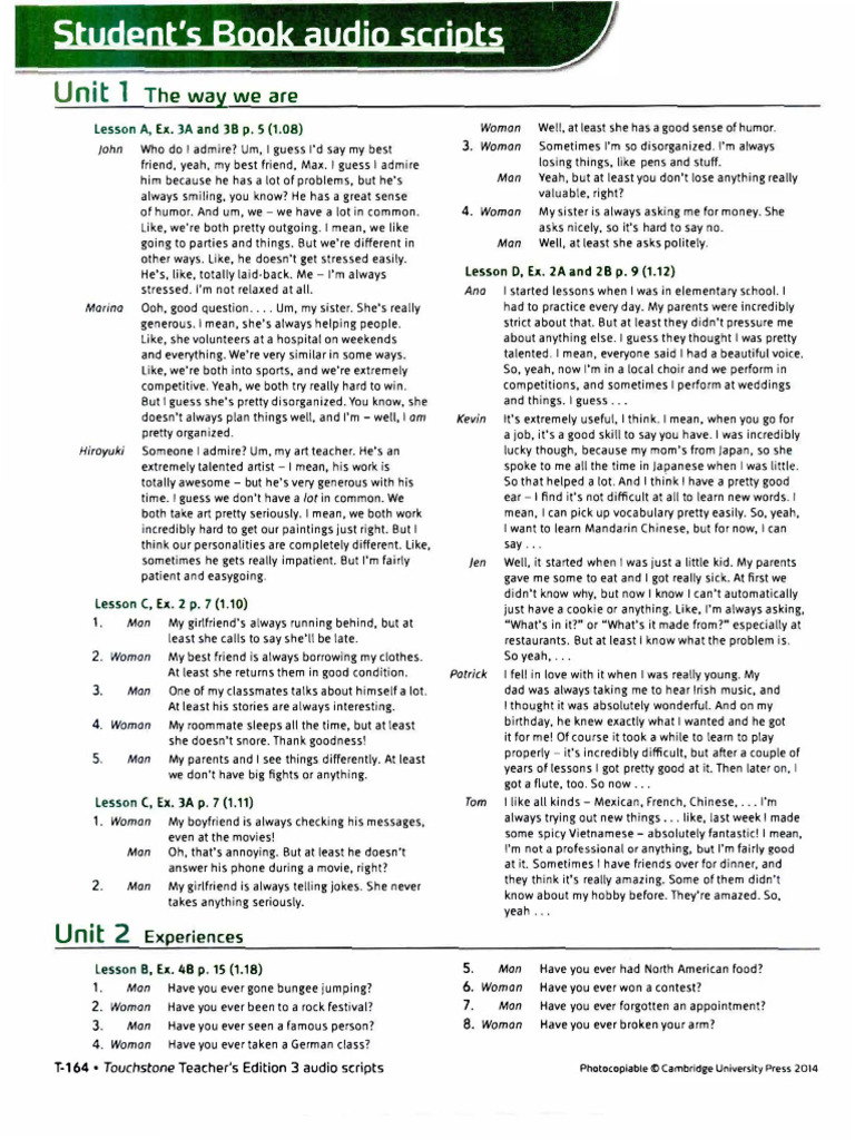 Touchstone 3 Scripts Keys | PDF