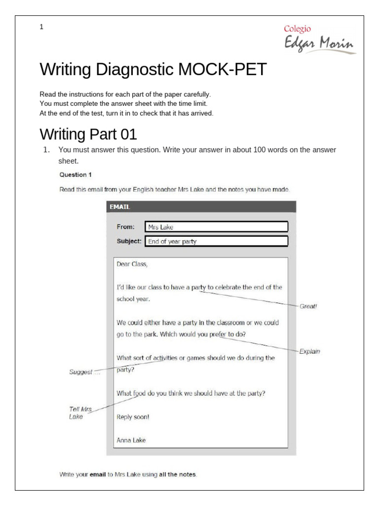 Mock Pet - Writing Diagnostic March 2023 | PDF