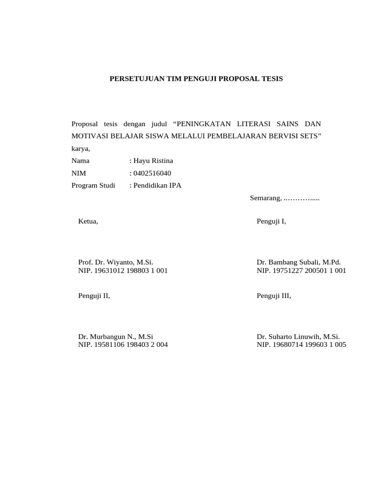 Lembar Penguji Sempro | PDF