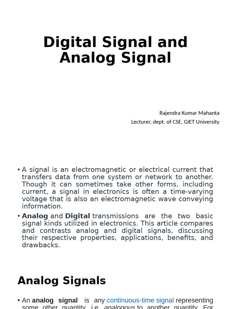 Digital Signal and Analog Signal | PDF | Digital Signal | Sampling (Signal Processing)