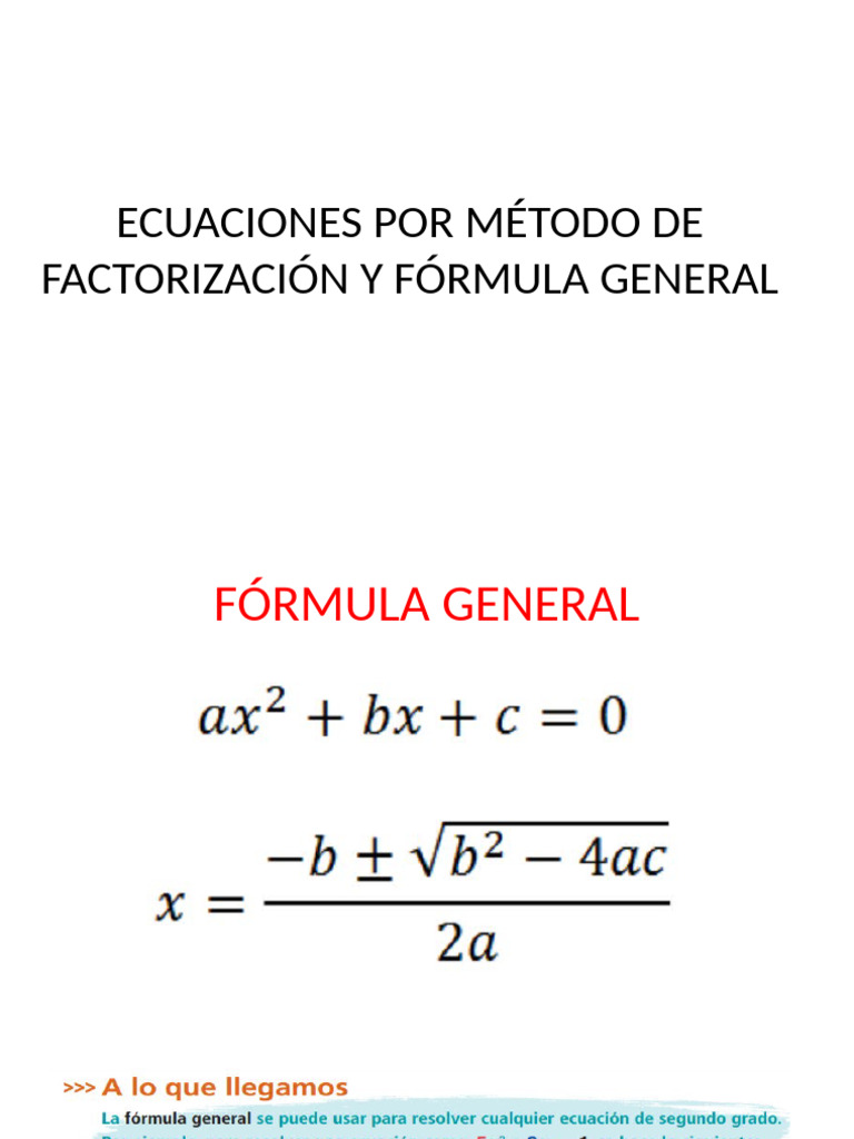 Factorización y Fórmula General | PDF
