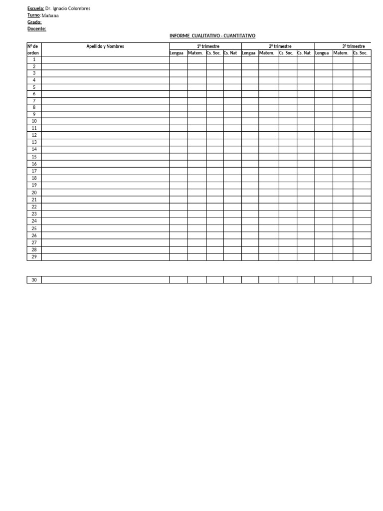 Planilla Cuantitativa General | PDF