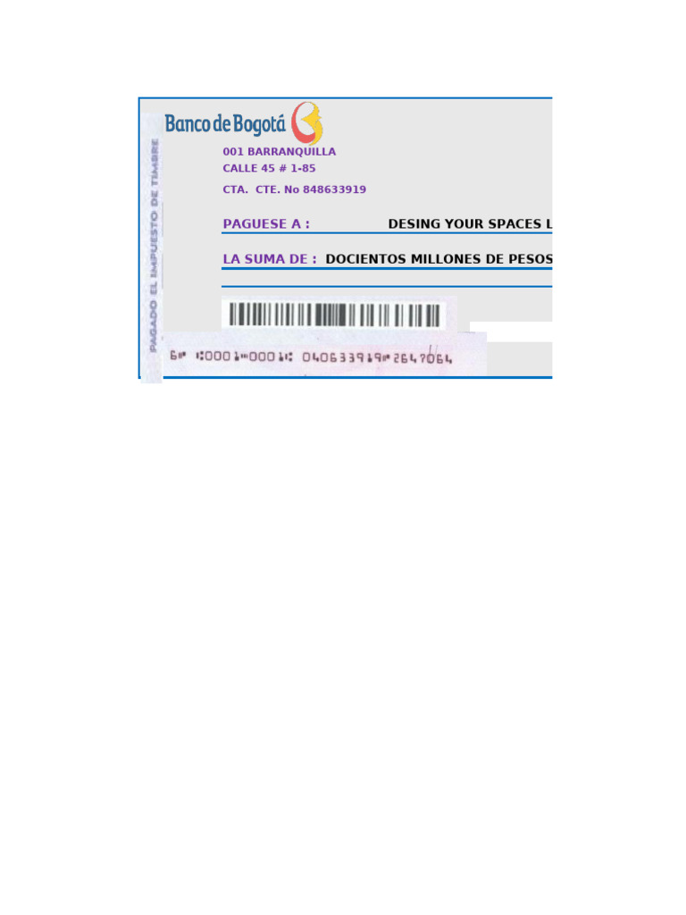 Cheque de Caja Banamex 200M Pesos | PDF