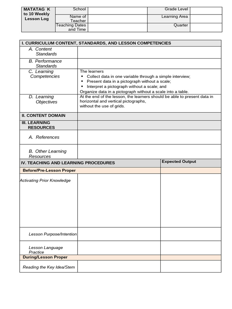Grade 1 Data Collection Lesson Plan | PDF