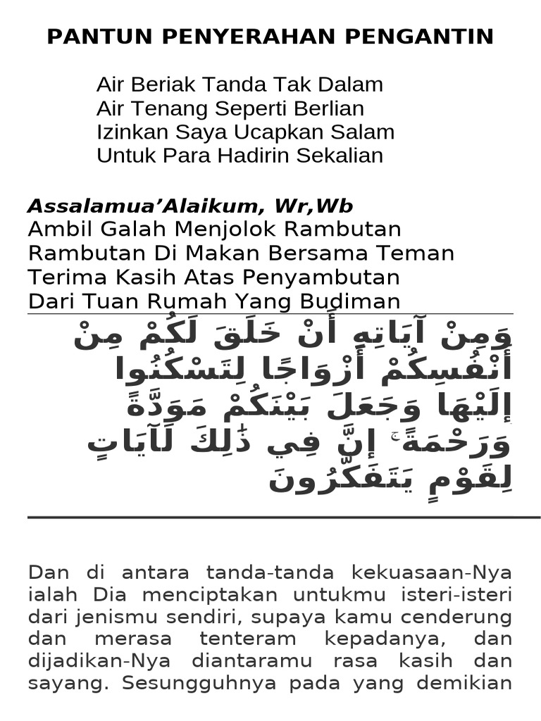 Pantun Penyerhan Pengantin Laki-Laki New | PDF