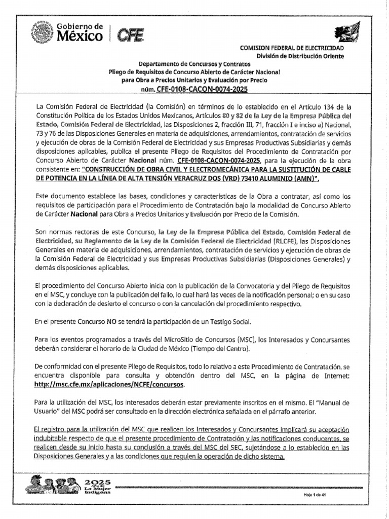 Pliego de Requisitos Cacon 0074 | PDF