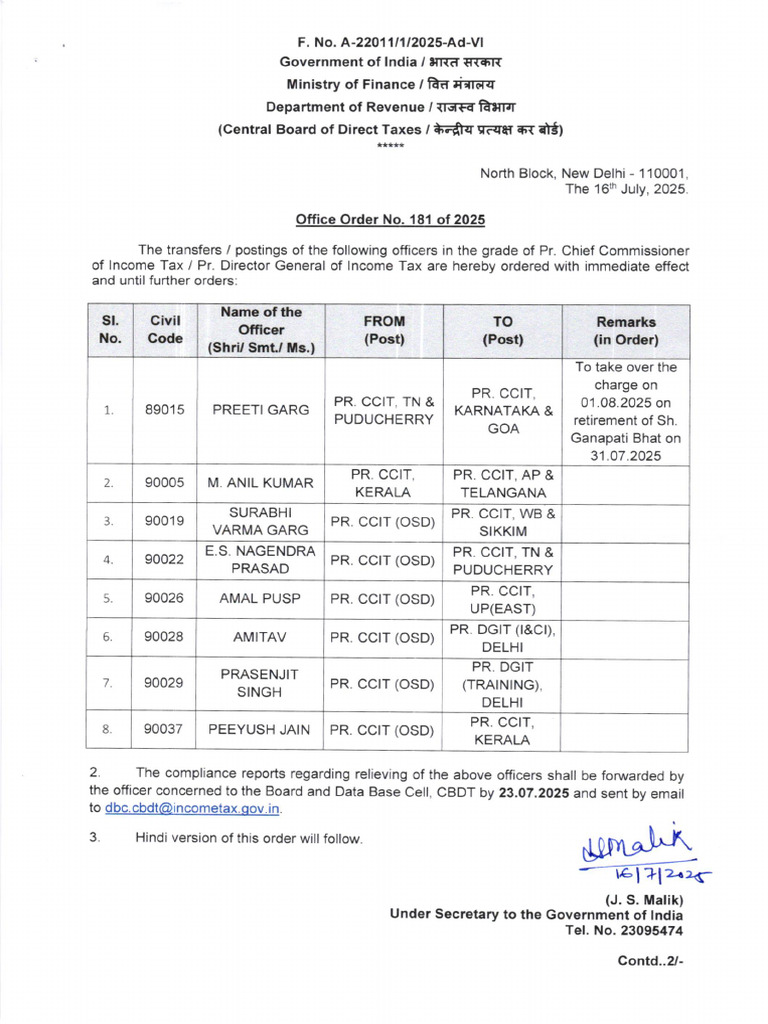 Income Tax Officer Transfers 2025 | PDF | Taxes | Public Finance