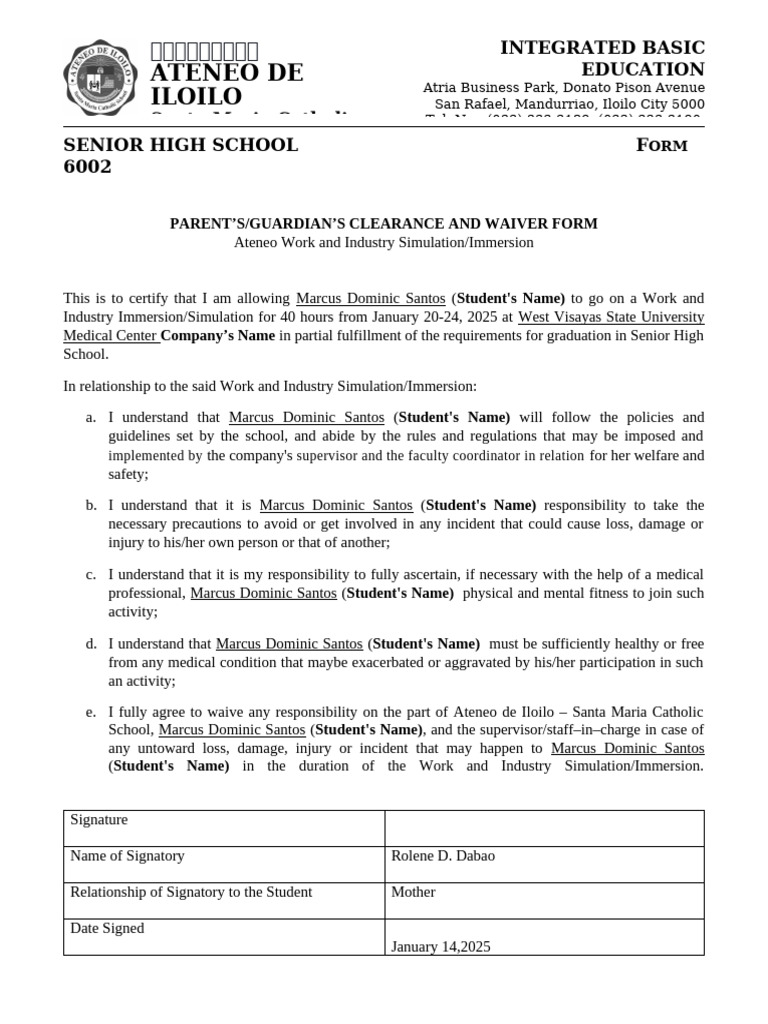 6002 Clearance & Waiver Form | PDF