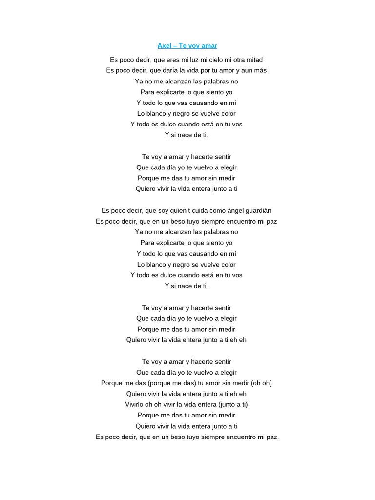 Axel - Te Voy Amar | PDF