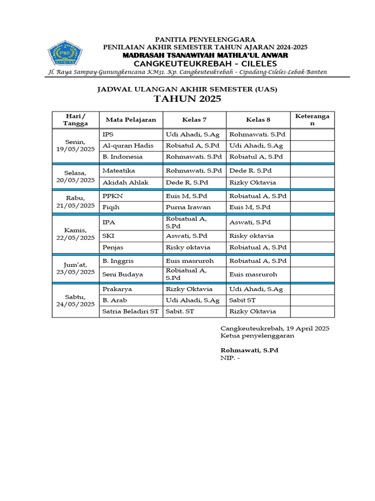 Jadwal UAS 2025 | PDF