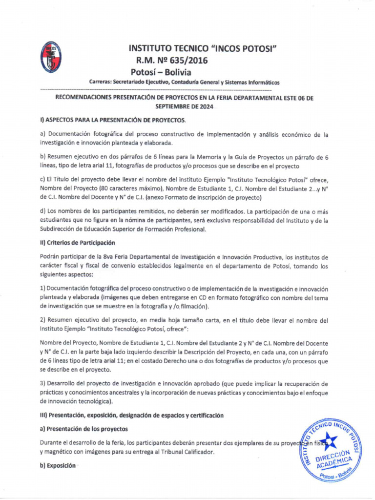 Recomendaciones Feria Departamental | PDF
