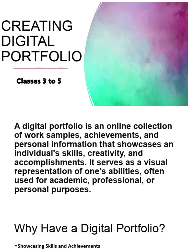 (Classes 3 To 5) CREATING DIGITAL PORTFOLIO .pptx-1 | PDF | Creativity ...