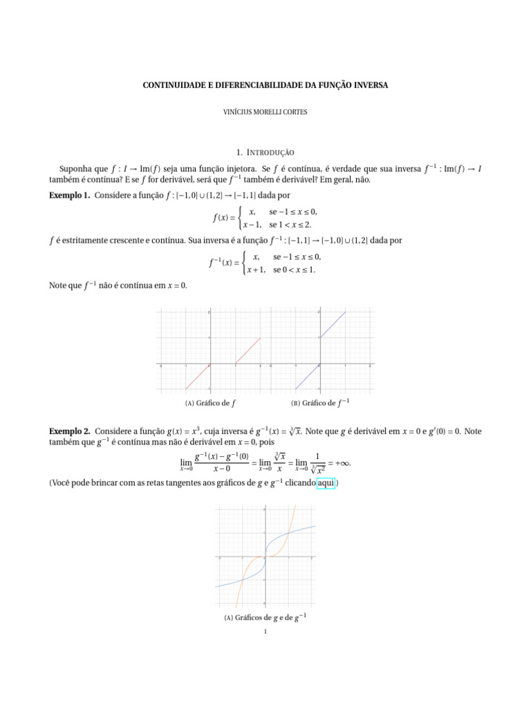 Propriedades de funções inversas | PDF | Derivado | Função contínua