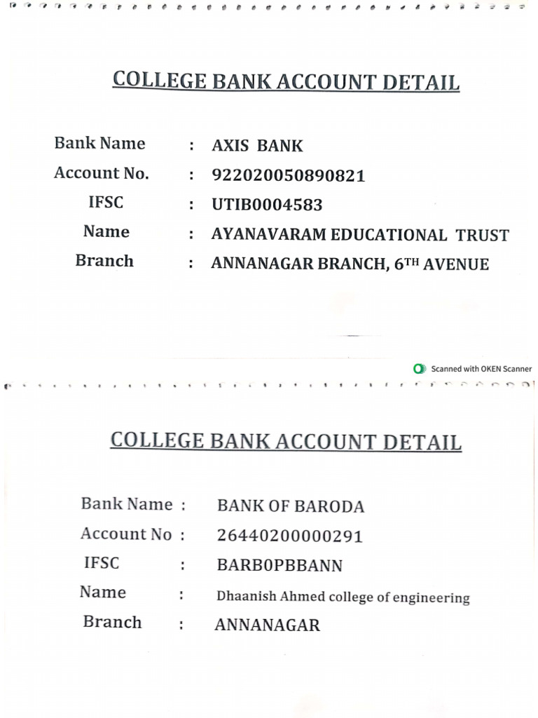 Fees Payment Bank Accounts | PDF