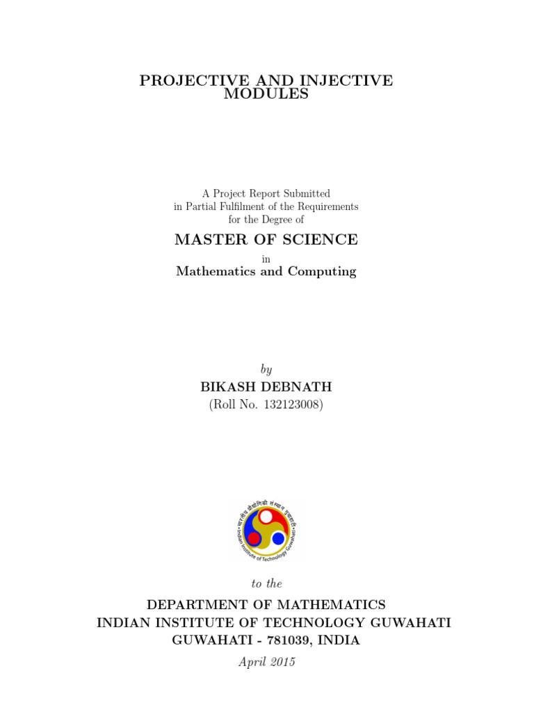 Projective and Injective Modules | PDF | Module (Mathematics) | Ring ...