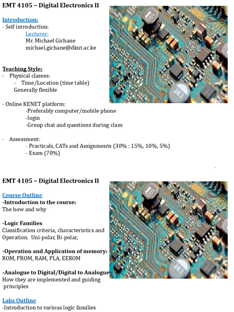 EMT 4105 - Digital Electronics II | PDF | Logic Gate | Computer Memory