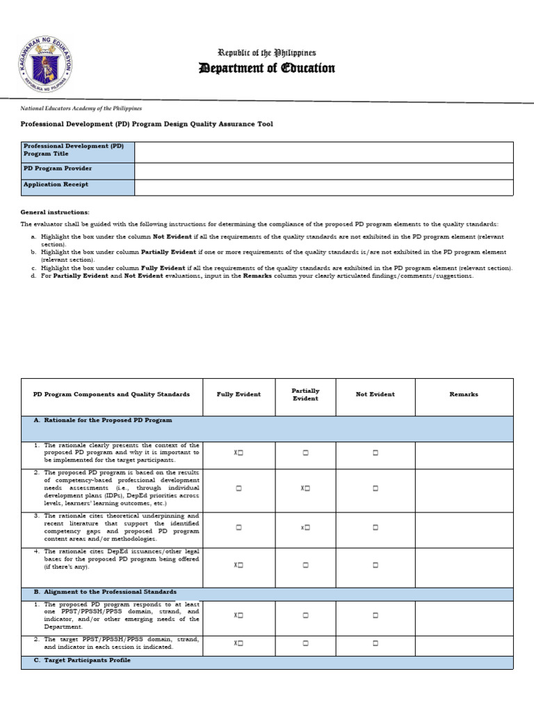 TOOL PD Program Design QA Tool 1 | PDF | Educational Assessment | Learning