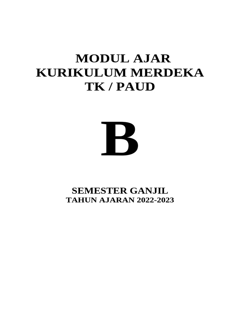 Modul Ajar TK-B (5-6 Tahun) Semester 1 | PDF