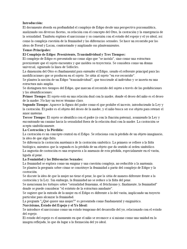 Carlos Kuri Clase 7 Resumen | PDF | Complejo de Edipo | Feminidad
