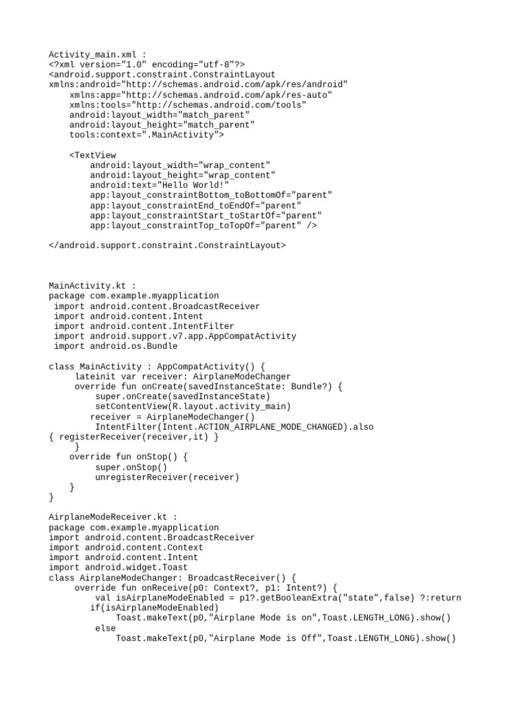 Android Airplane Mode Receiver Code | PDF