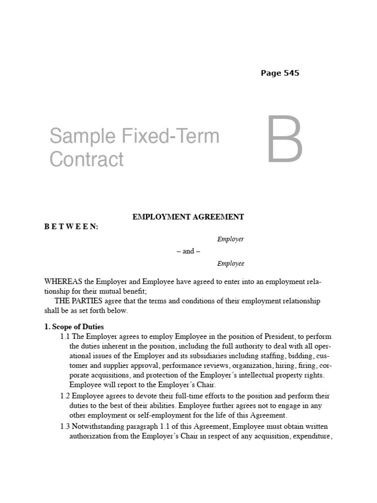Fixed-Term Employment Contract Template | PDF | Employment | Legal Remedy