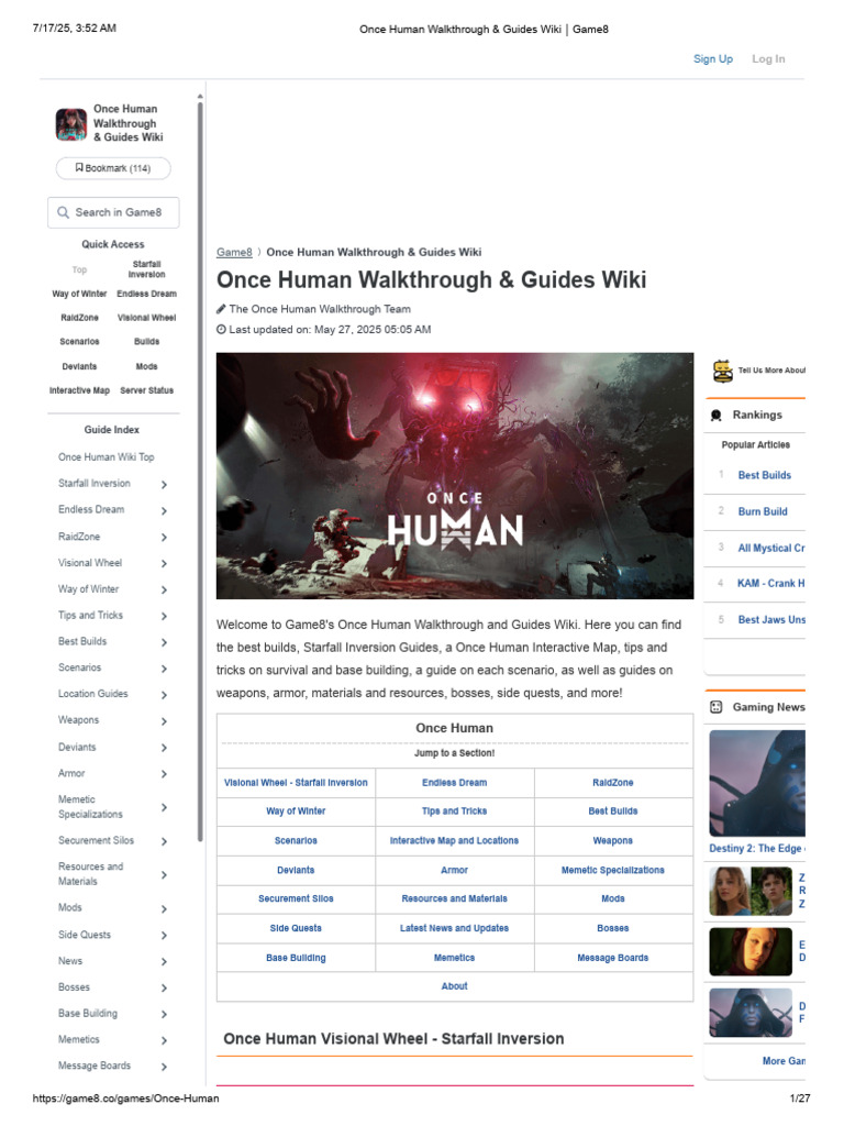Once Human Walkthrough & Guides 2025 | PDF | Strategy Guide