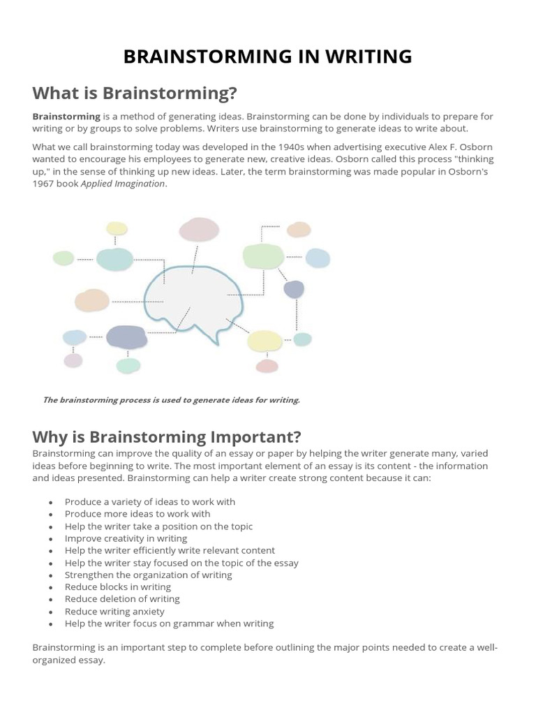 Brainstorming in Writing | PDF