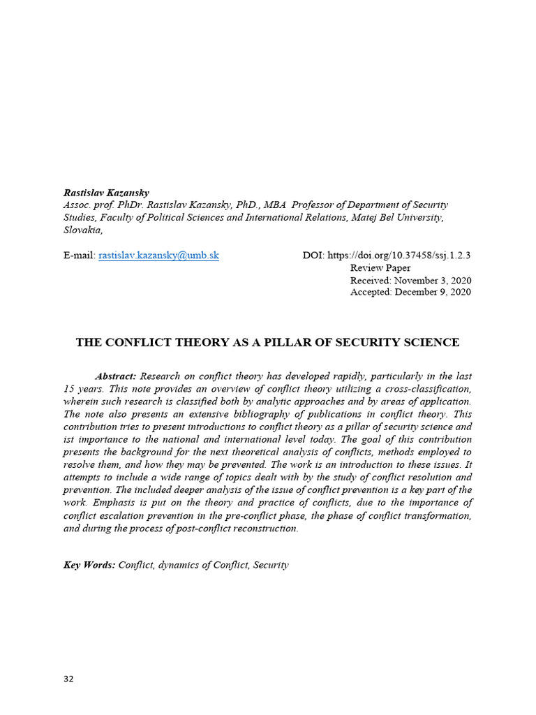 The Conflict Theory As A Pillar of Security Science | PDF | Concept ...